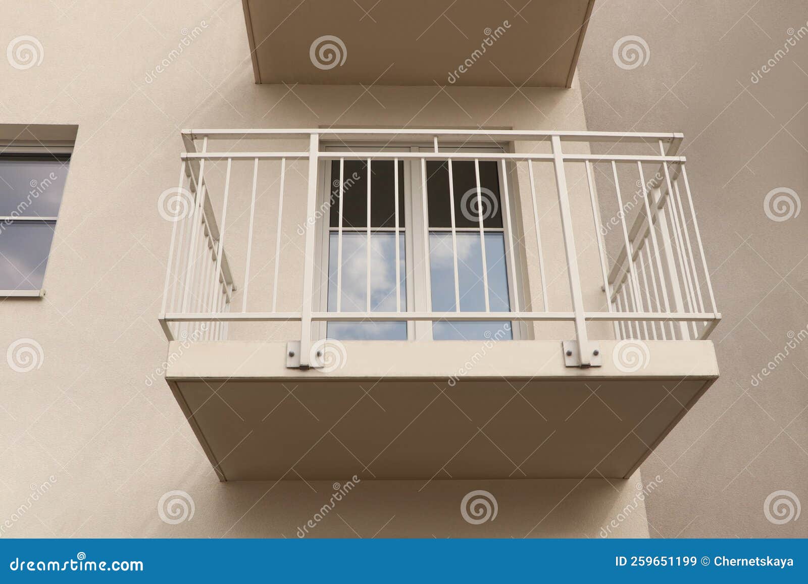 Exterior of Beautiful Building with Empty Balcony Stock Image - Image ...