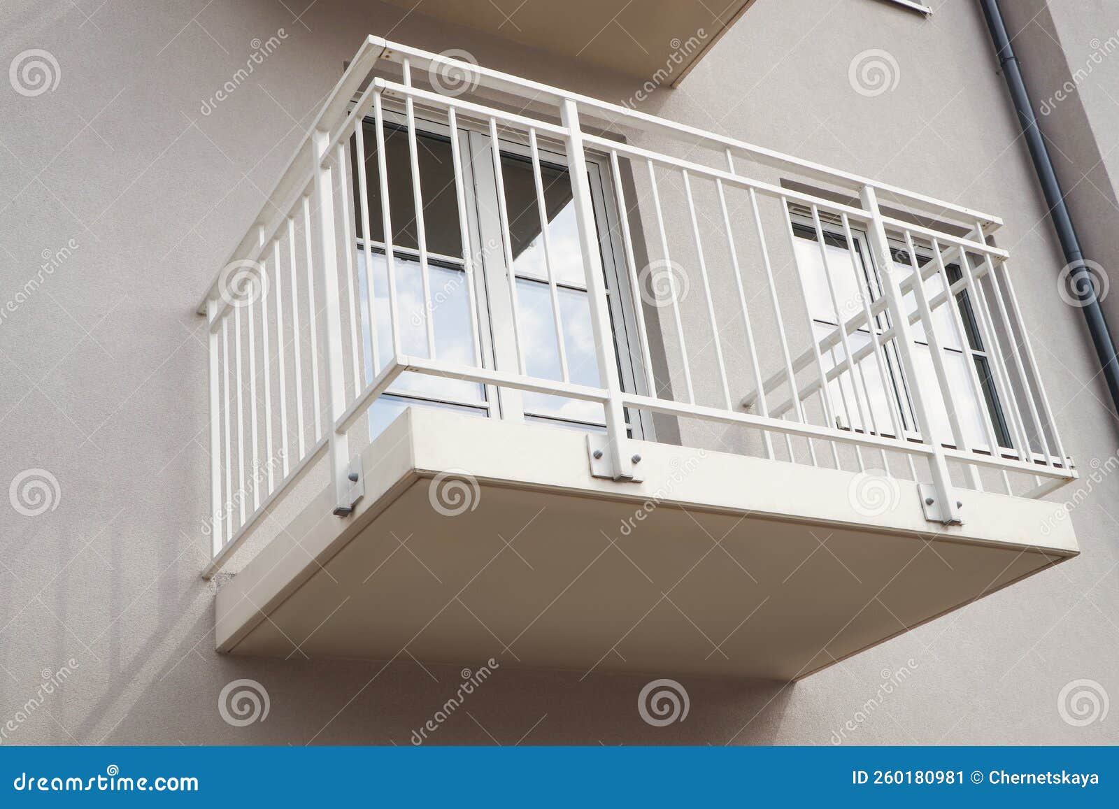 Exterior of Beautiful Building with Empty Balcony Stock Image - Image ...
