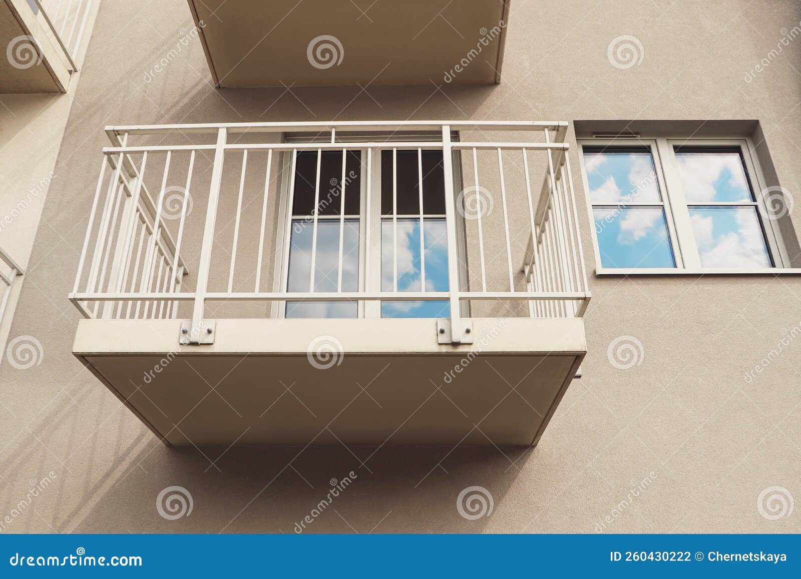 Exterior of Beautiful Building with Empty Balcony Stock Photo - Image ...