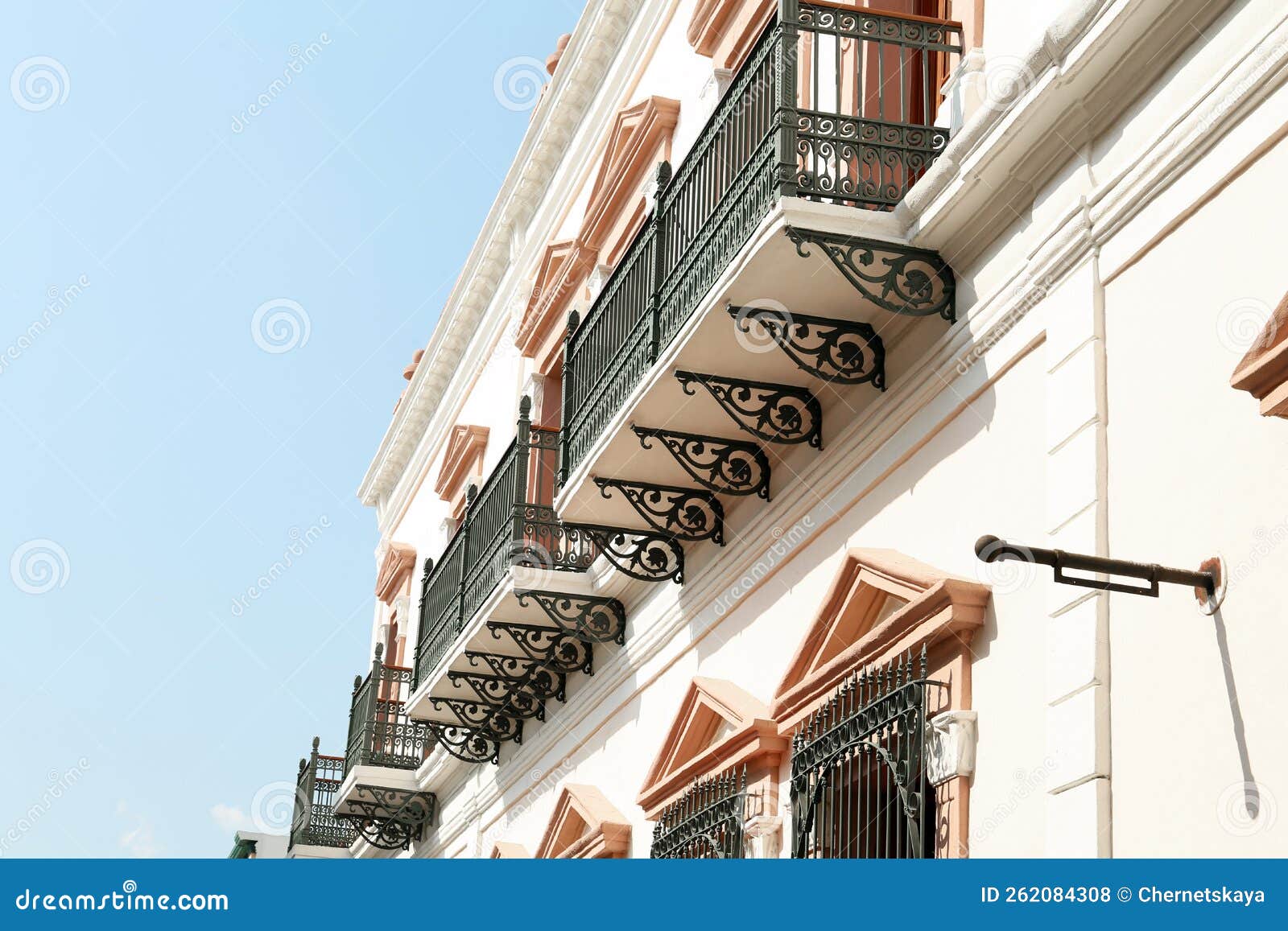 Exterior of Beautiful Building with Windows and Balconies Stock Photo ...
