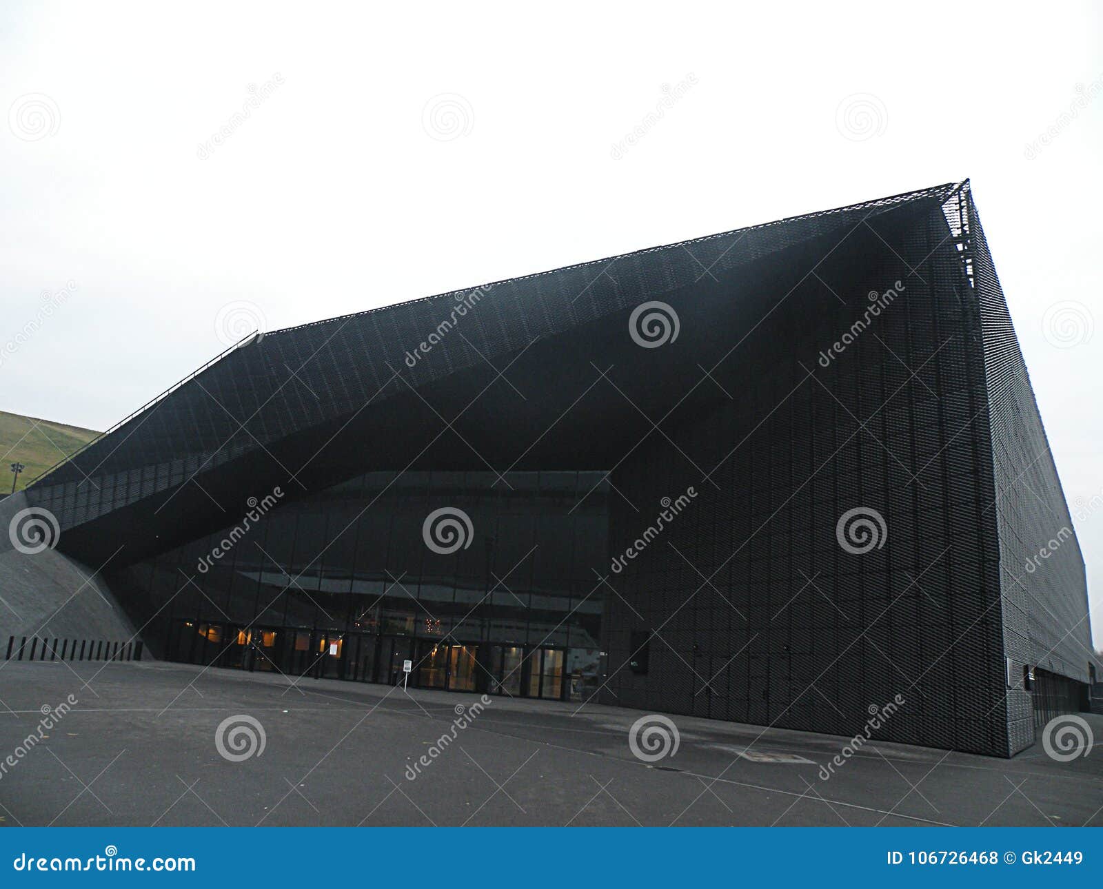 Exterior Building Design Metallic Black Steel Elevation Stock Photo ...