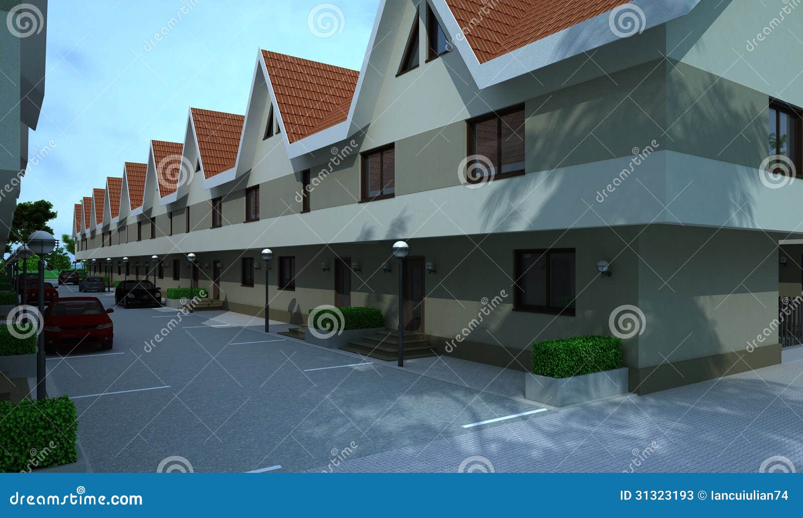 Exterior Building, Design Rendering, Architecture Stock Illustration ...