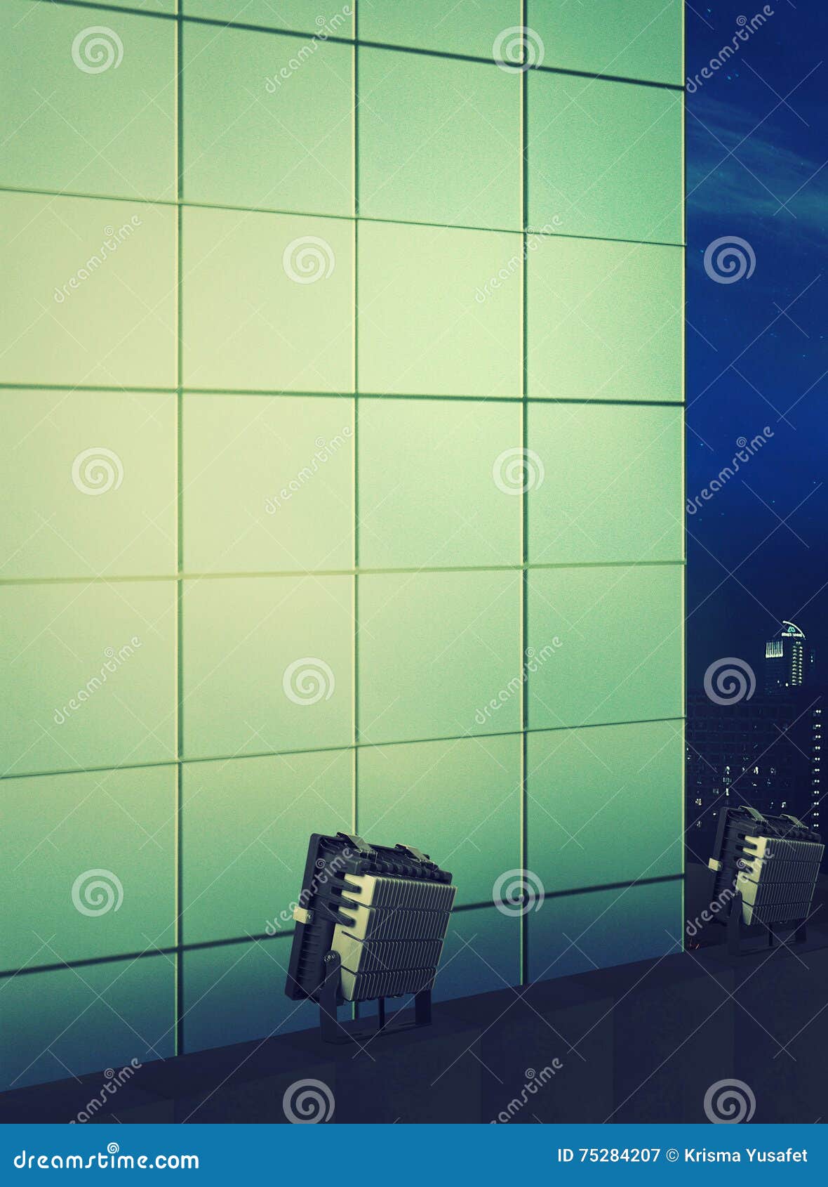 Exterior Building Facade at Night Stock Image - Image of concept ...