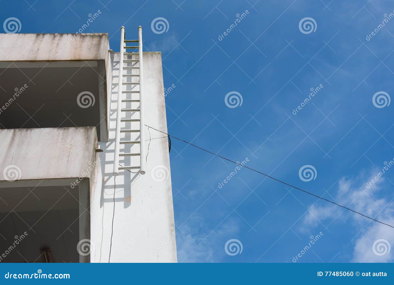 Exterior of Building with the Fire Escape.blue Sky Background Stock ...