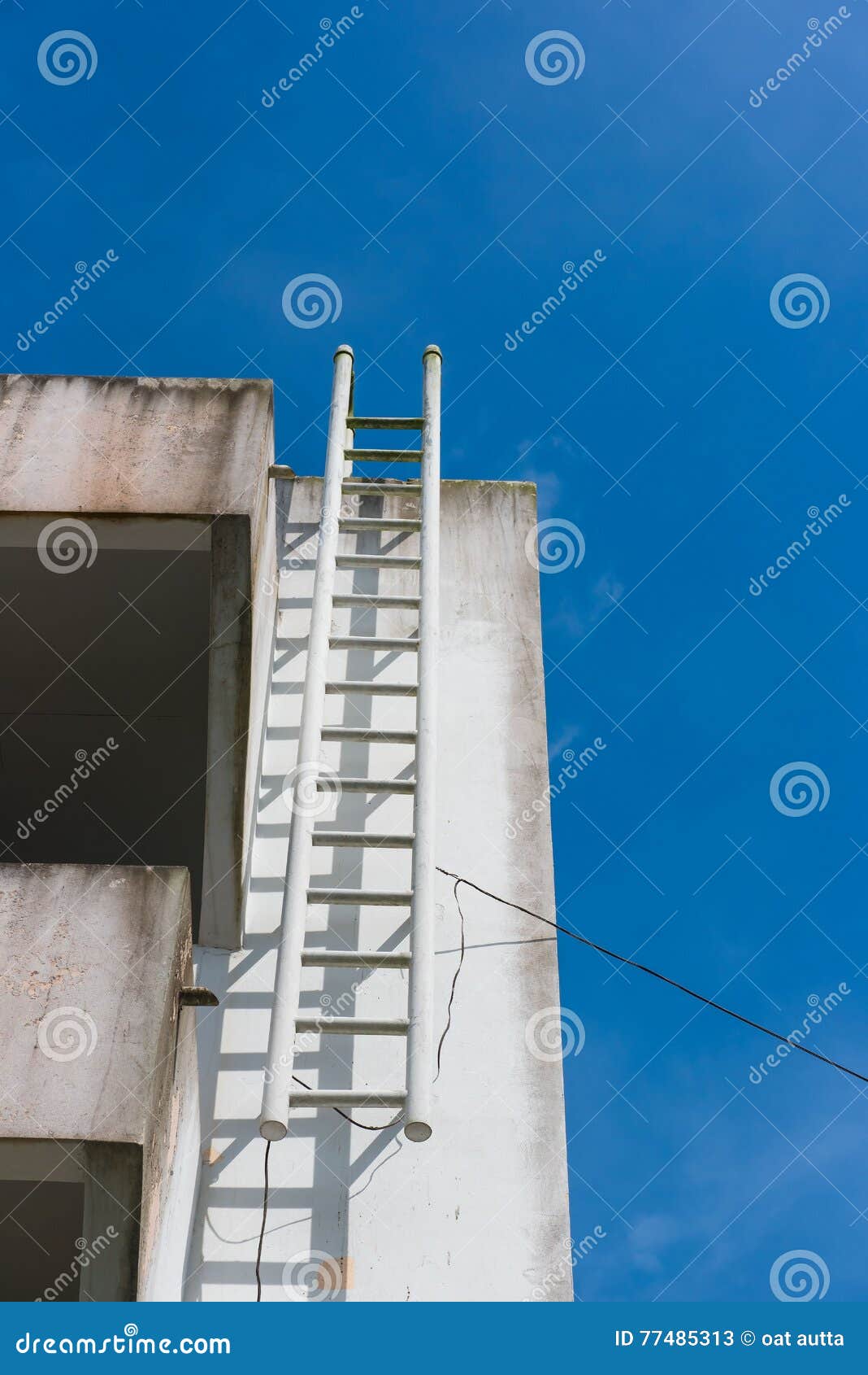 Exterior of Building with the Fire Escape.blue Sky Background Stock ...