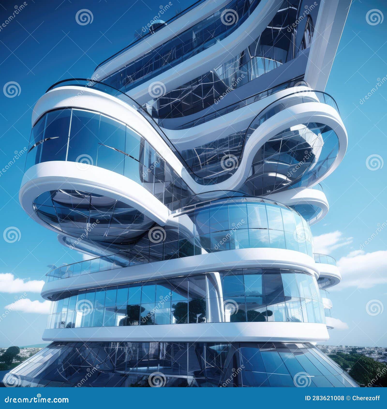 The Exterior of the Building of the Future. Glass Facade Stock Photo ...