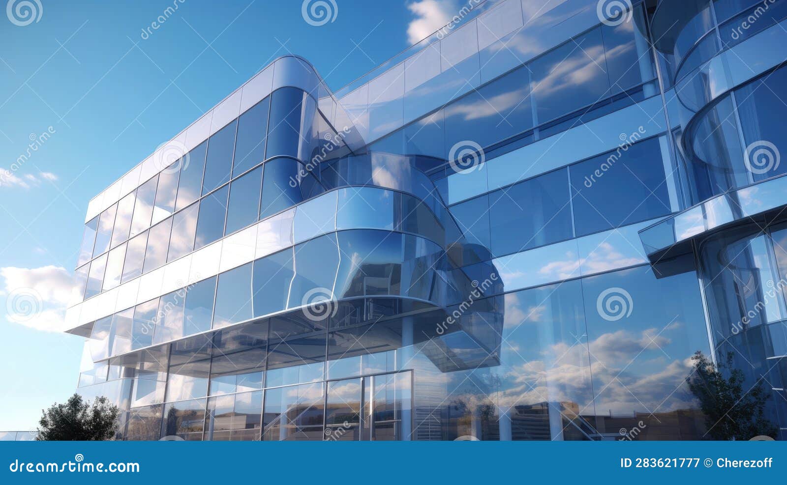 The Exterior of the Building of the Future. Glass Facade Stock Image ...