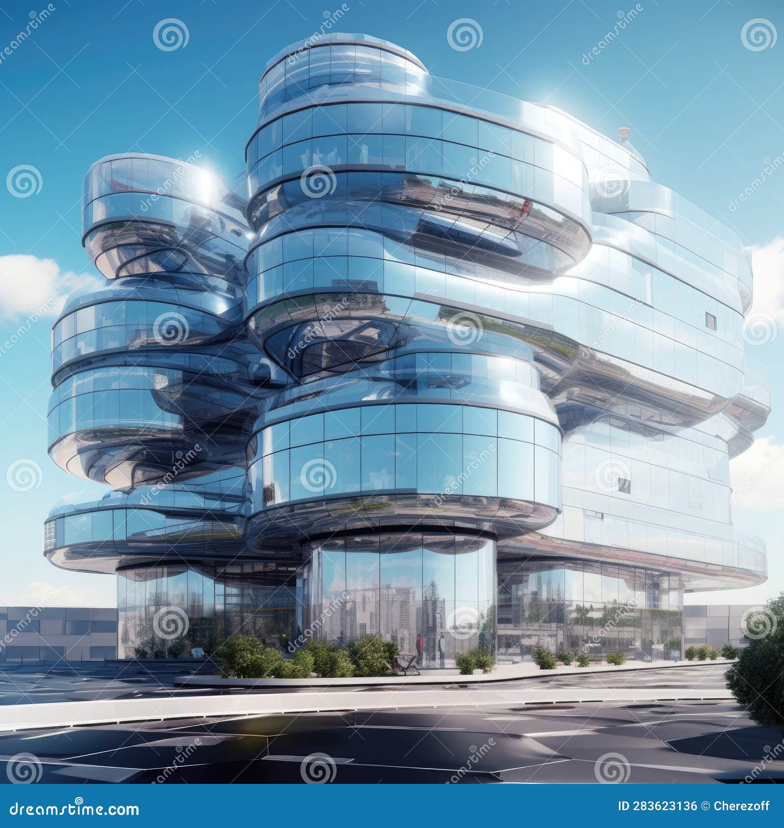 The Exterior of the Building of the Future. Glass Facade Stock Photo ...