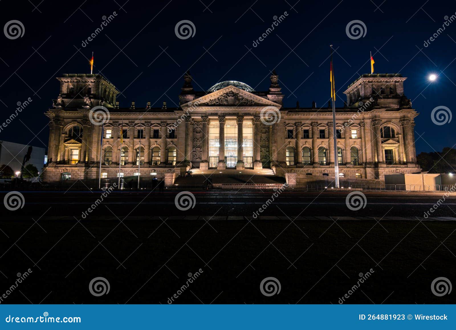 Exterior of the Bundestag with Multiple Flags of Germany in Berlin at ...