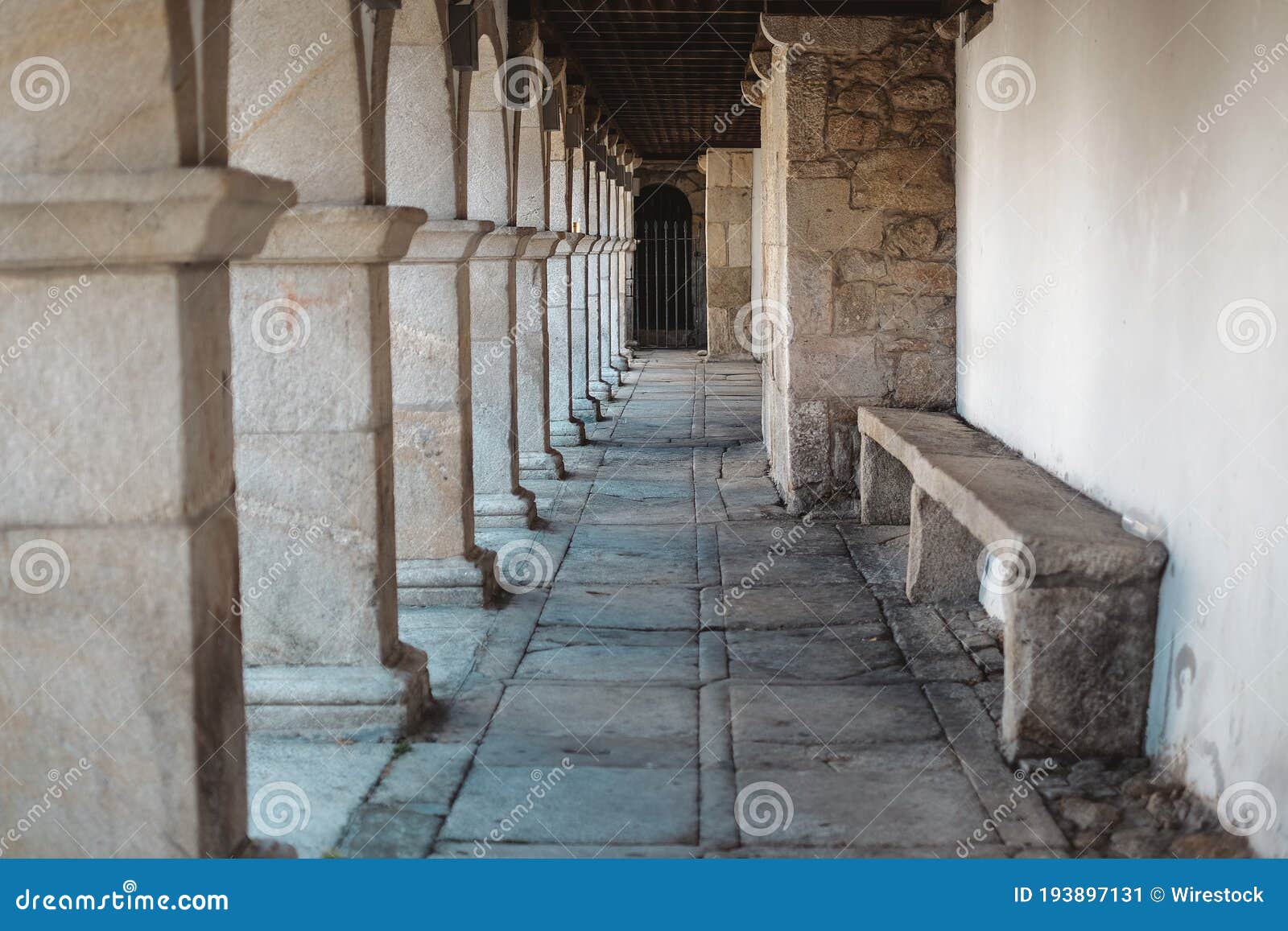 Exterior Collonade Hallway of a Building in Portugal Stock Image ...