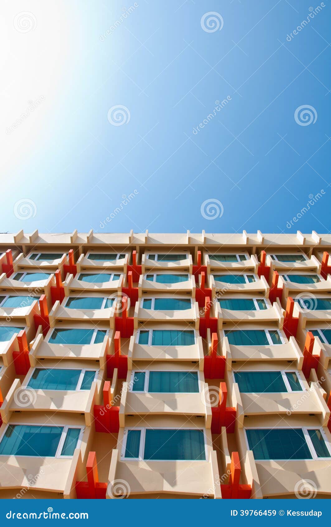 The Exterior of Colorful Modern Building from Bottom To Tip View Stock ...
