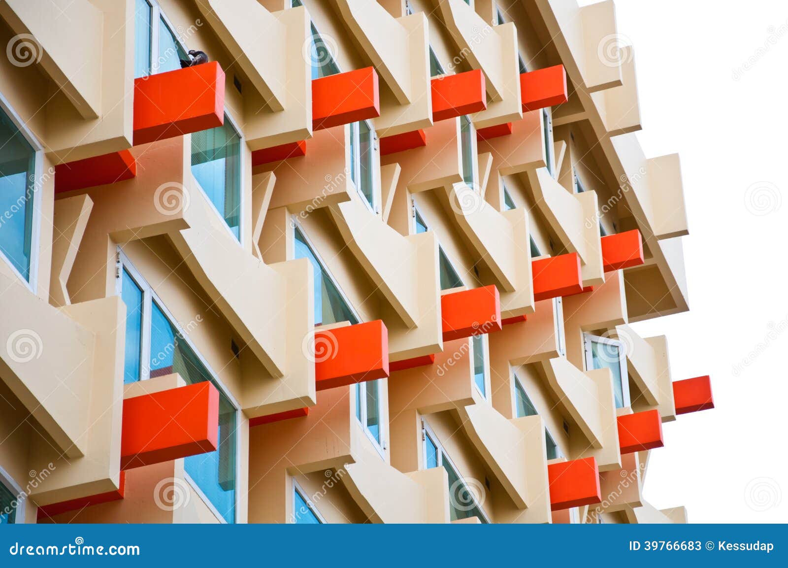 The Exterior of Colorful Modern Building from Bottom To Tip View Stock ...