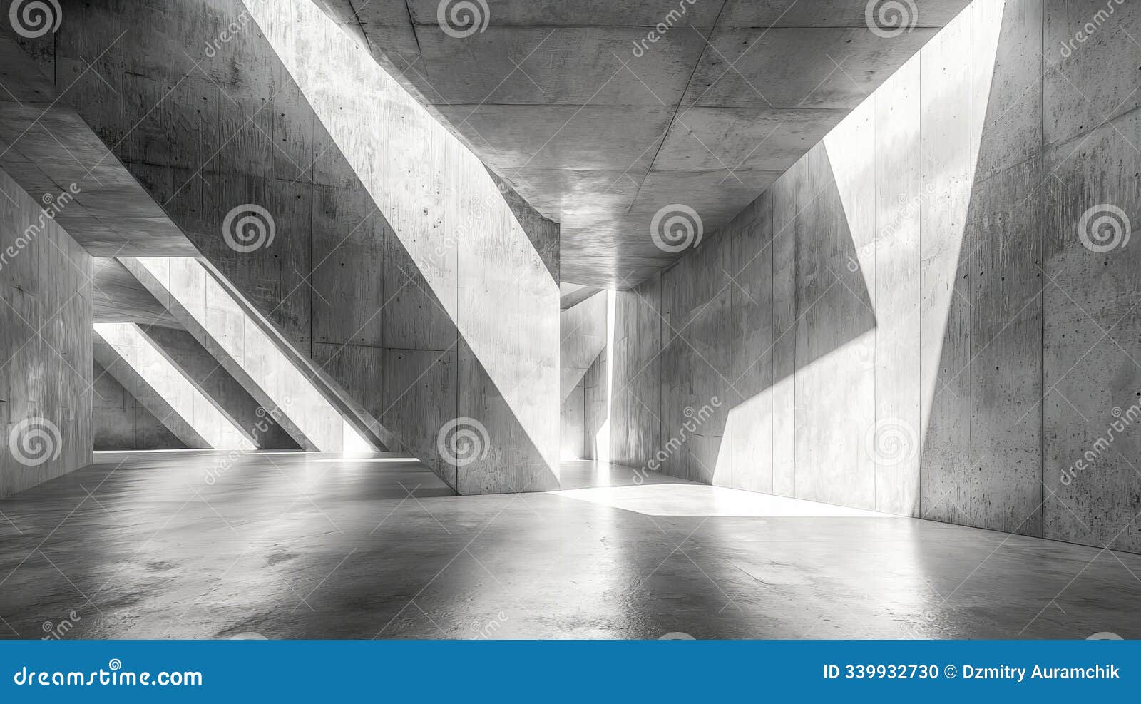 Exterior with Concrete Floor and 3D Futuristic Wall Stock Photo - Image ...
