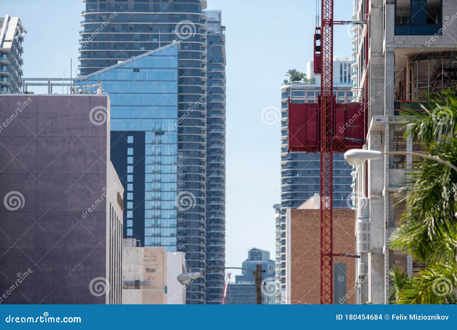 Exterior Construction Elevator Connected To a Building Under ...