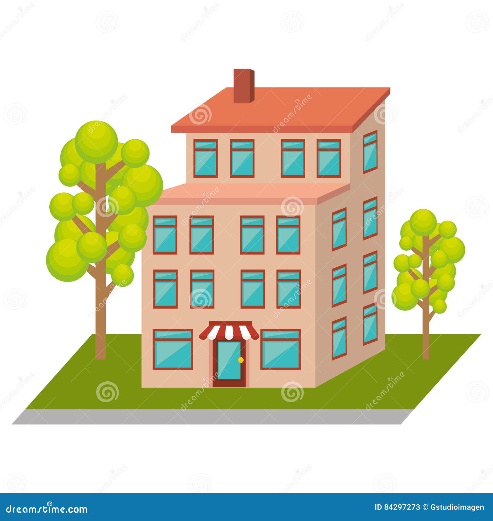 Exterior Cute Building Icon Stock Illustration - Illustration of ...