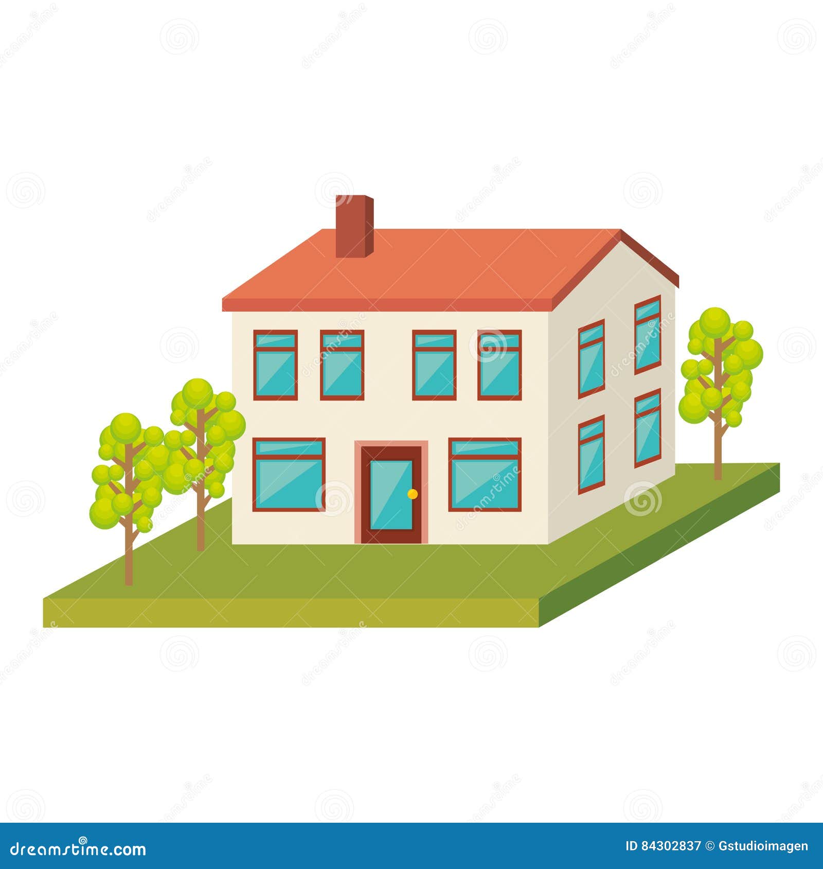 Exterior cute house icon stock illustration. Illustration of estate ...