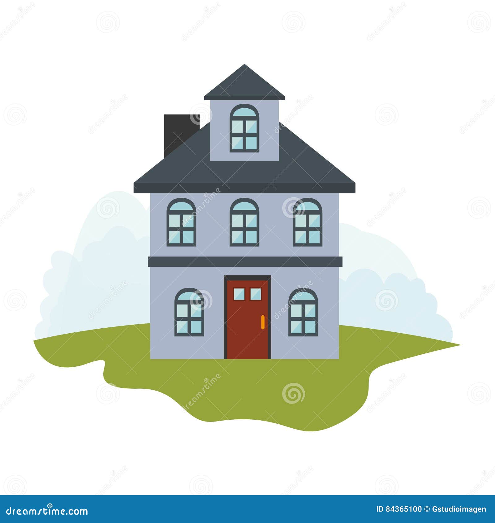 Exterior cute house icon stock illustration. Illustration of front ...