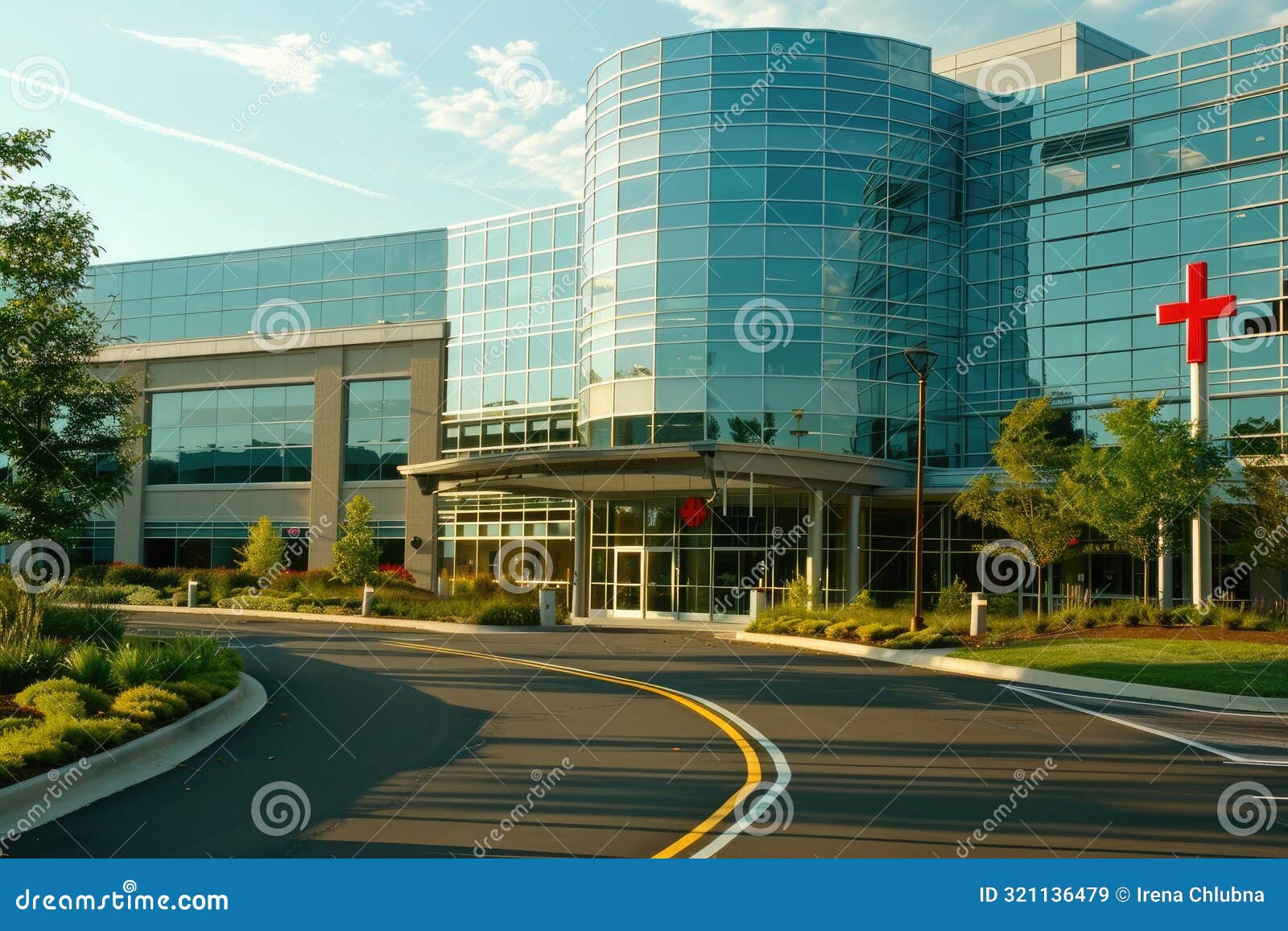 Exterior Del Moderno Edificio Del Hospital Stock de ilustración ...