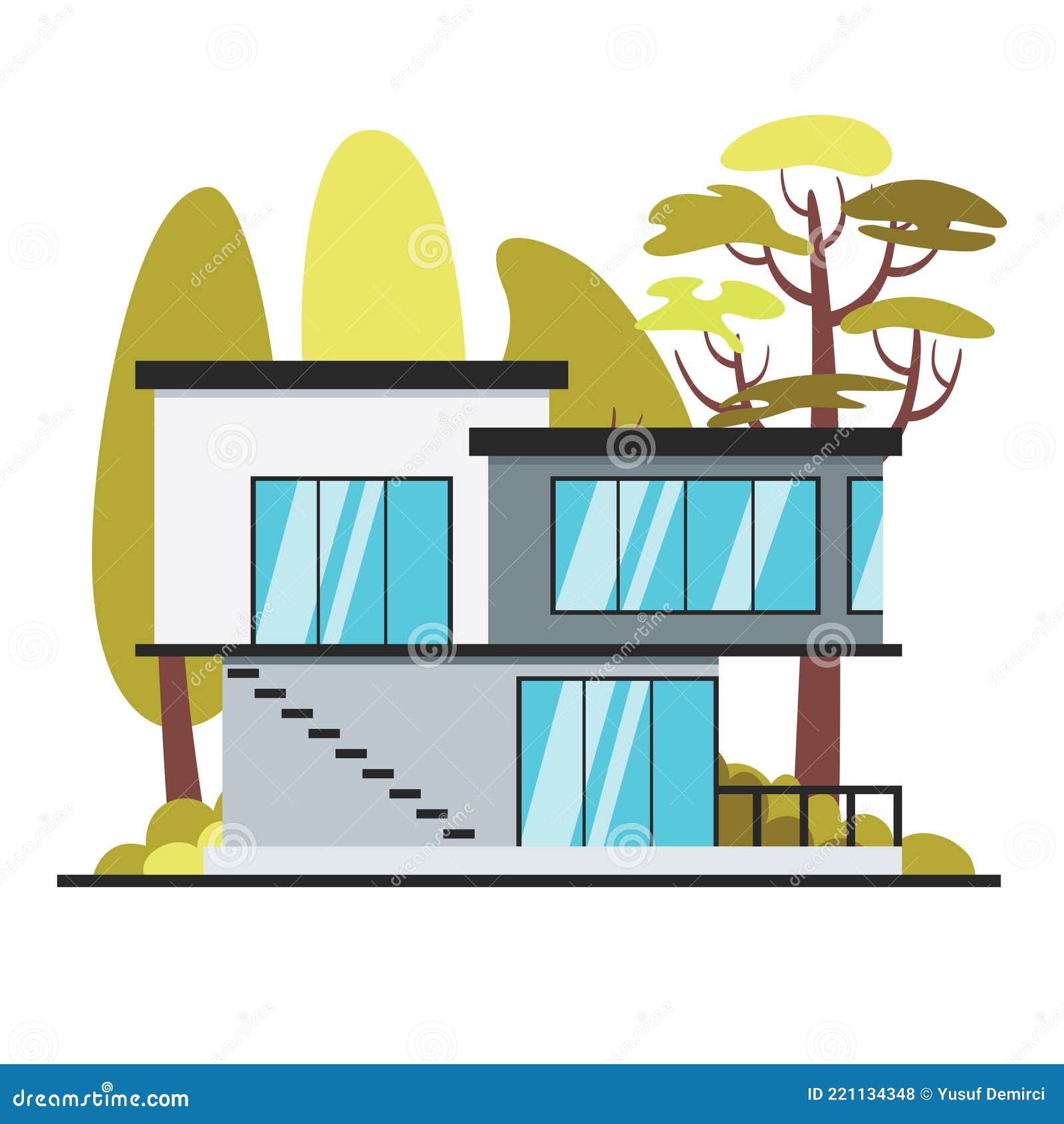 Exterior Design with Flat Building Stock Vector - Illustration of ...
