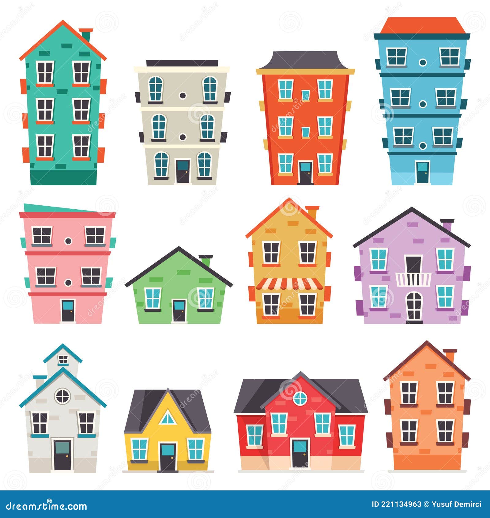 Exterior Design with Flat Building Stock Vector - Illustration of ...