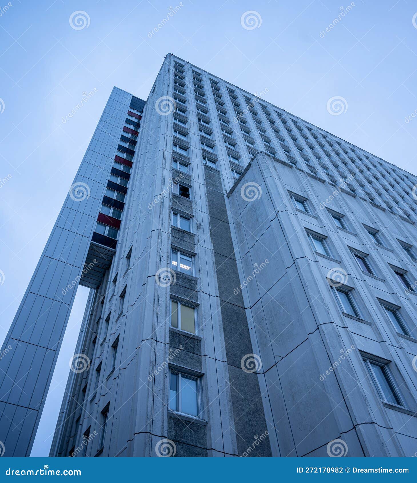 Exterior Elevator Shaft of a Tall White High Rise Building.. Stock ...