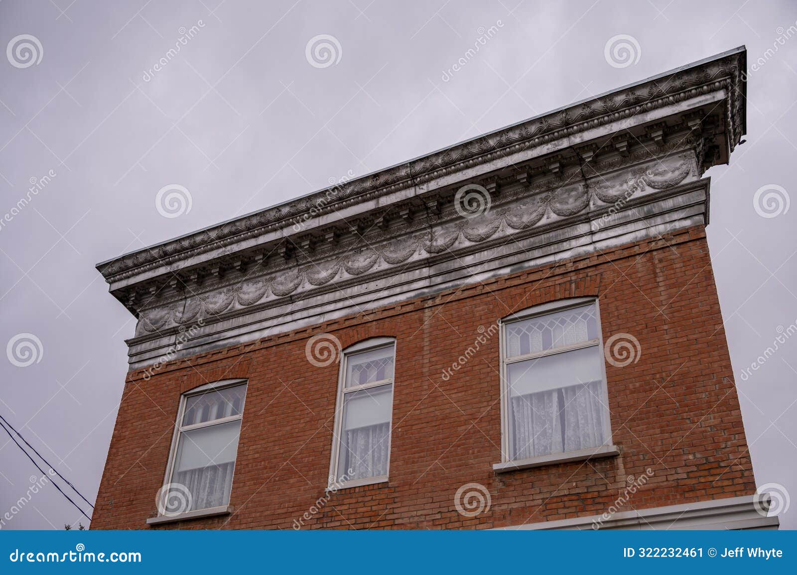 Exterior Facade of an Old Brick Building Stock Image - Image of town ...