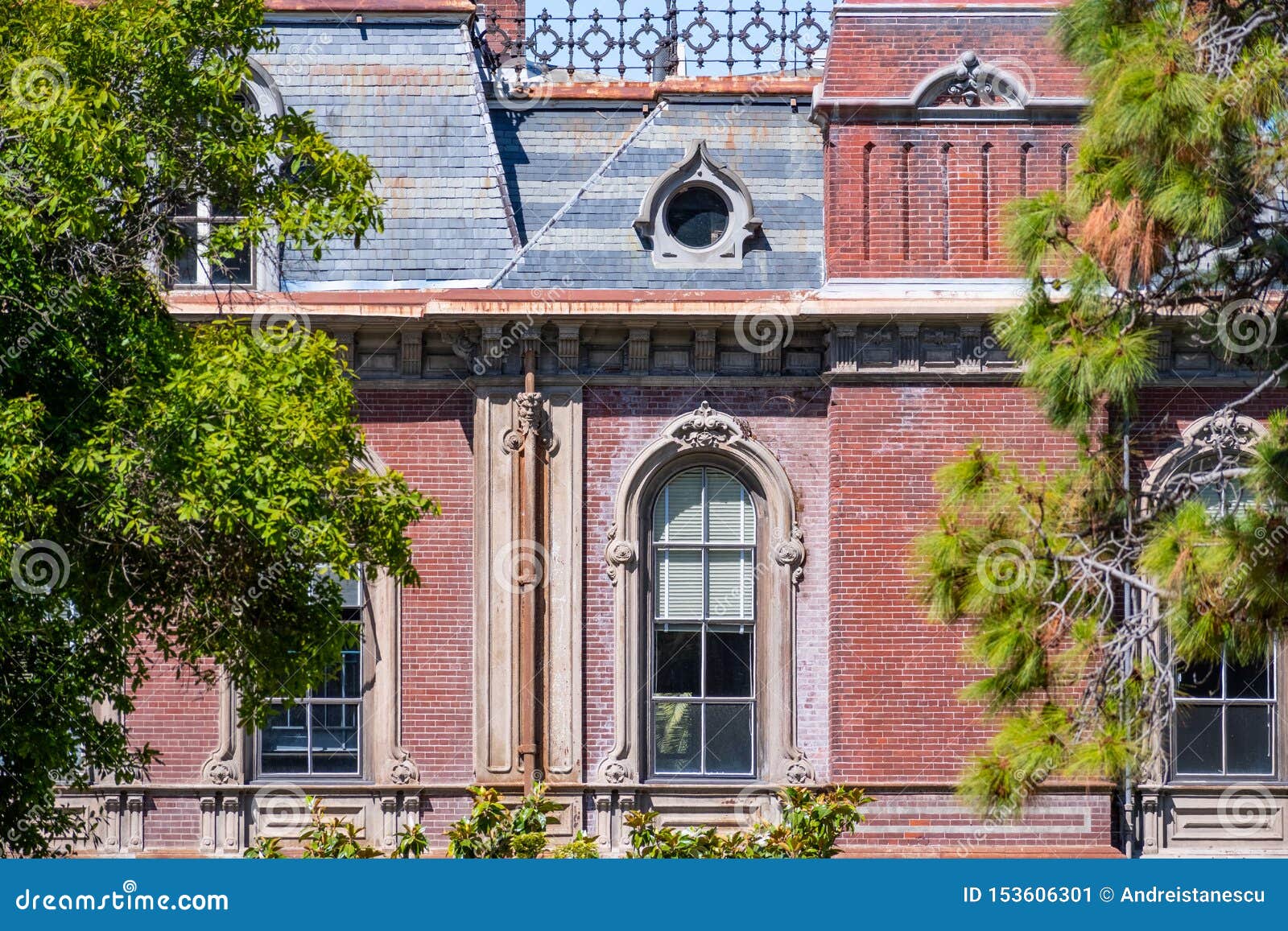 Exterior Facade of Old Brick House Stock Image - Image of facade ...