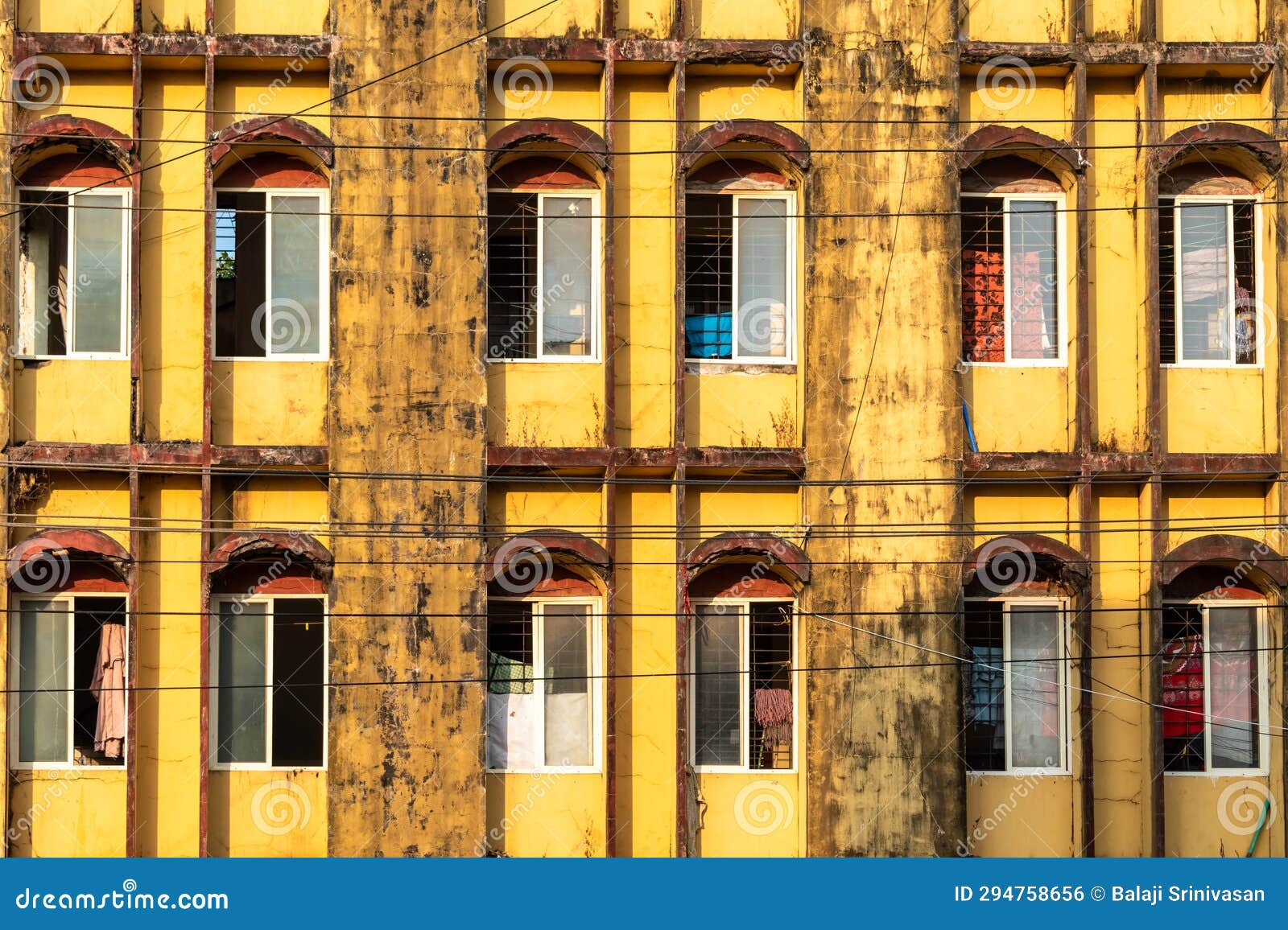 Exterior Facade of an Old Grungy Building Stock Photo - Image of ...