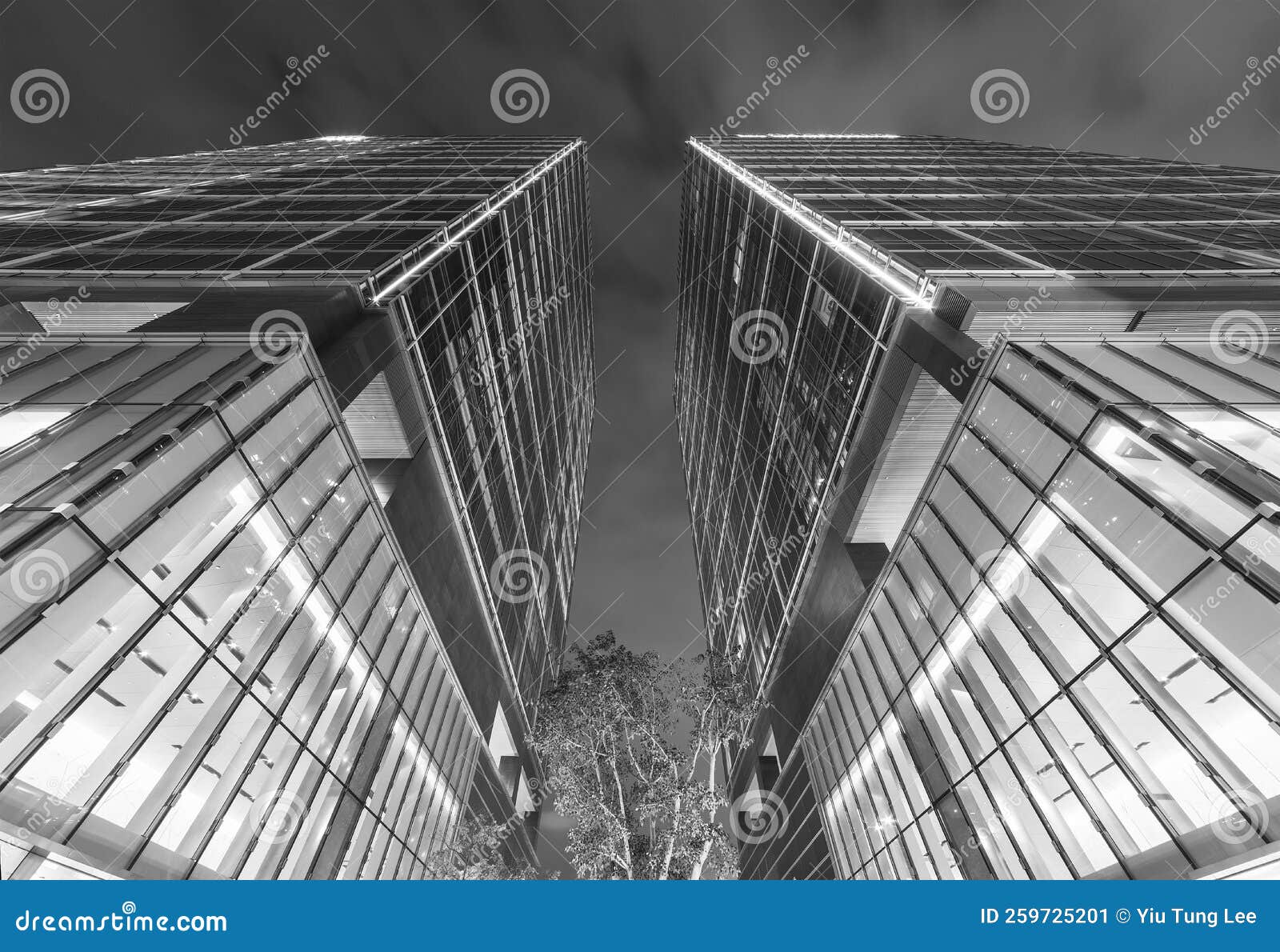 Exterior of High Rise Office Building in Monochrome Stock Image - Image ...