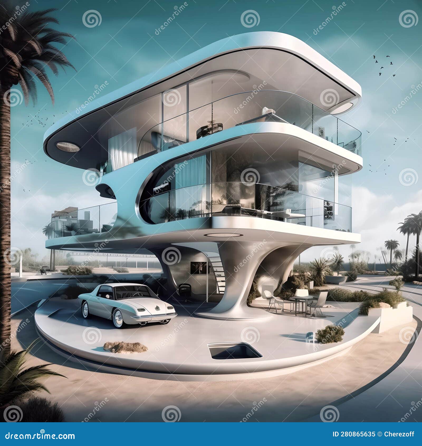 The Exterior of the House of the Future Stock Illustration ...