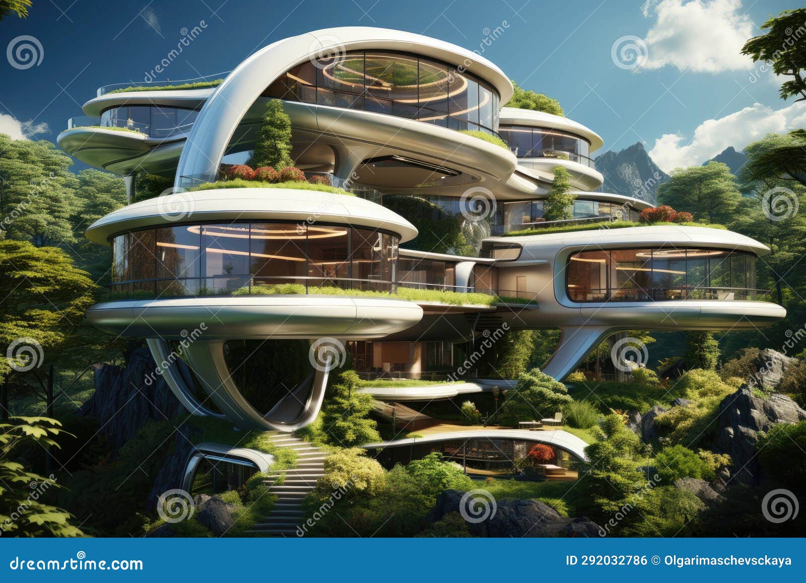 Exterior of the House of the Future in Harmony with Nature Stock ...