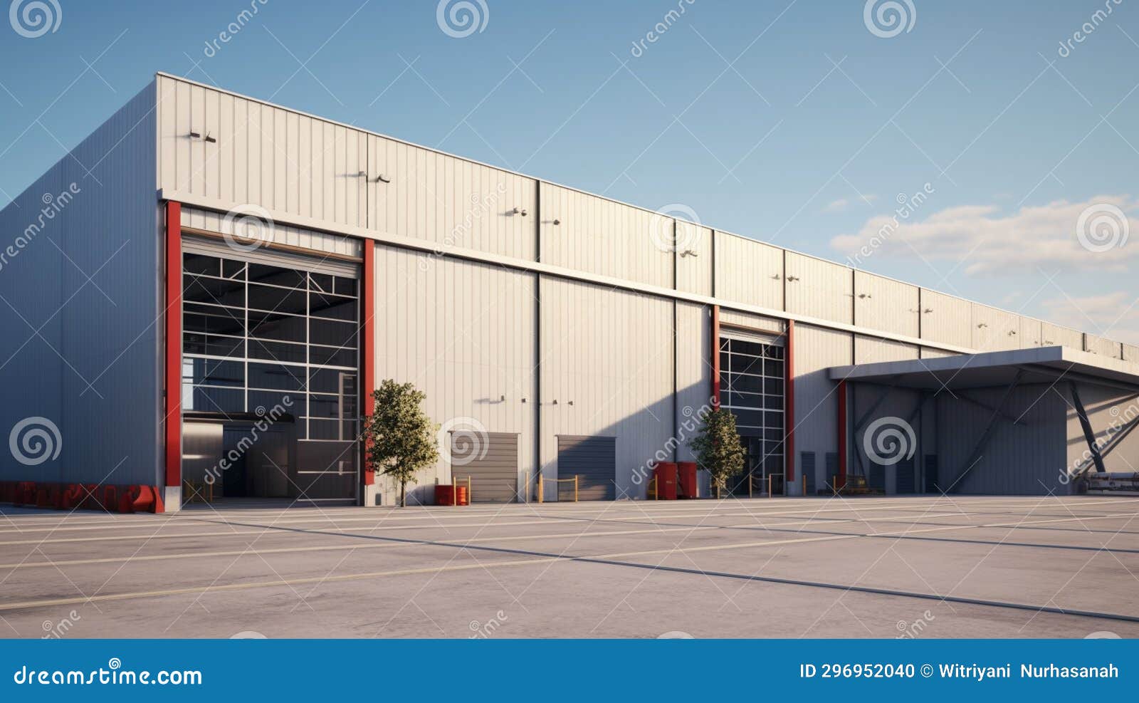 Exterior Large Industrial Warehouse. Loading Doors of a Warehouse ...