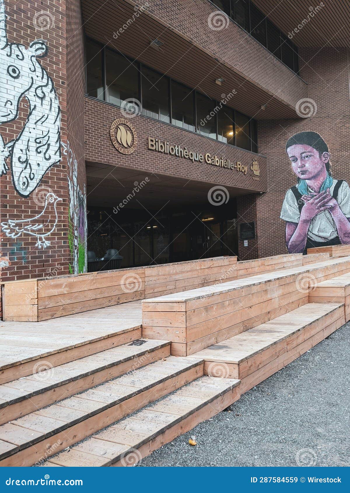 Exterior of a Library Building with Graffiti Editorial Stock Image ...