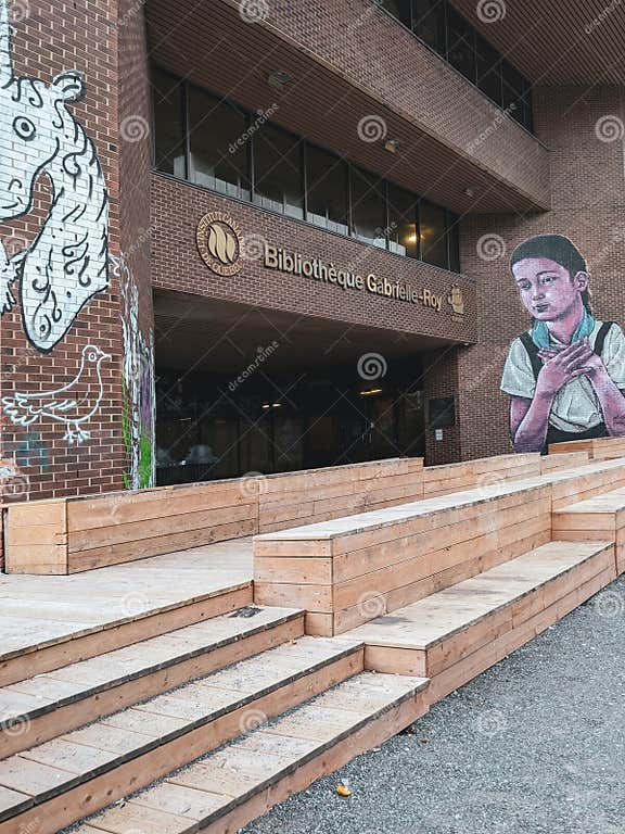 Exterior of a Library Building with Graffiti Editorial Stock Image ...