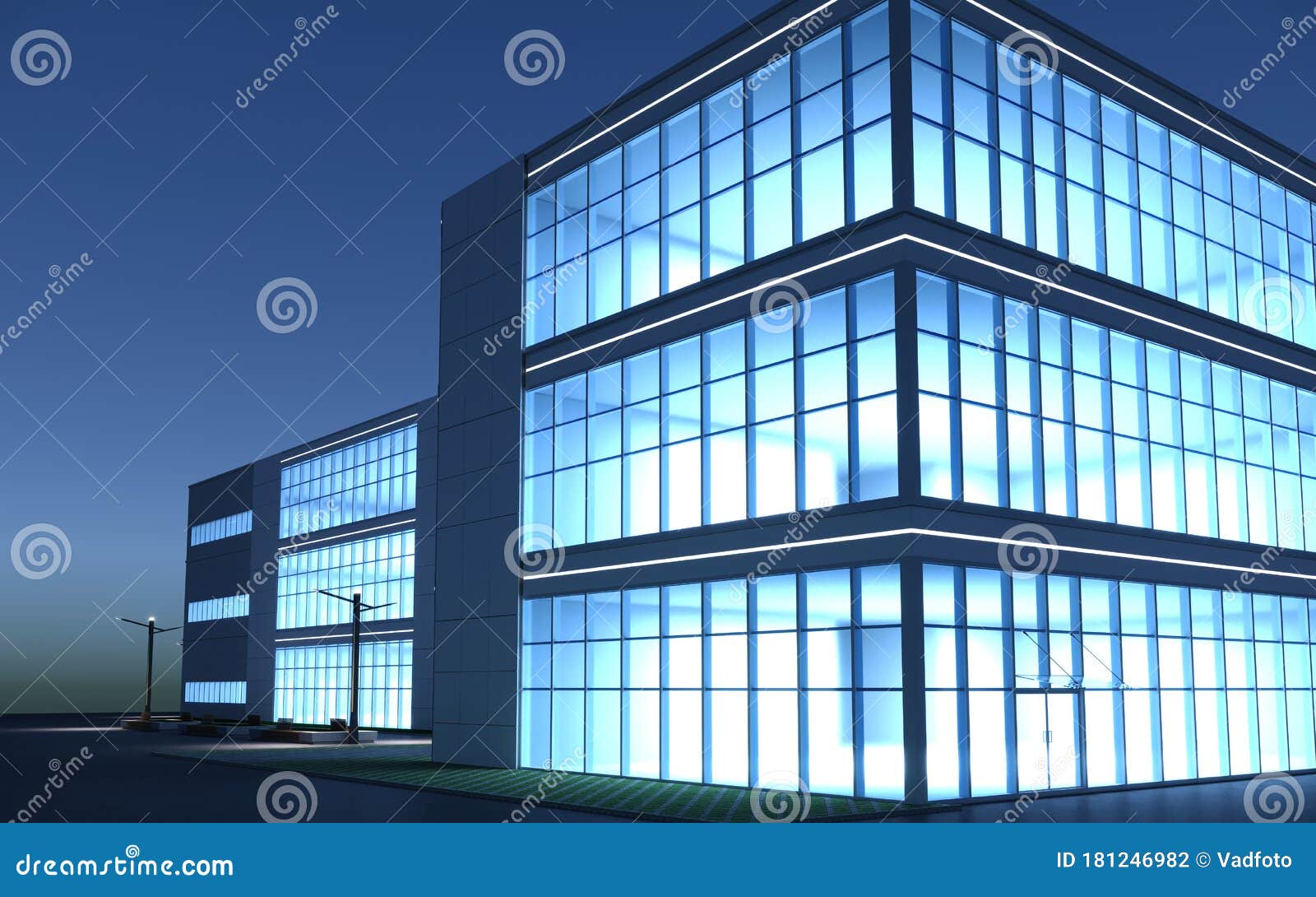 3d Render Exterior Mall at Night, Exterior Visualization, 3D ...