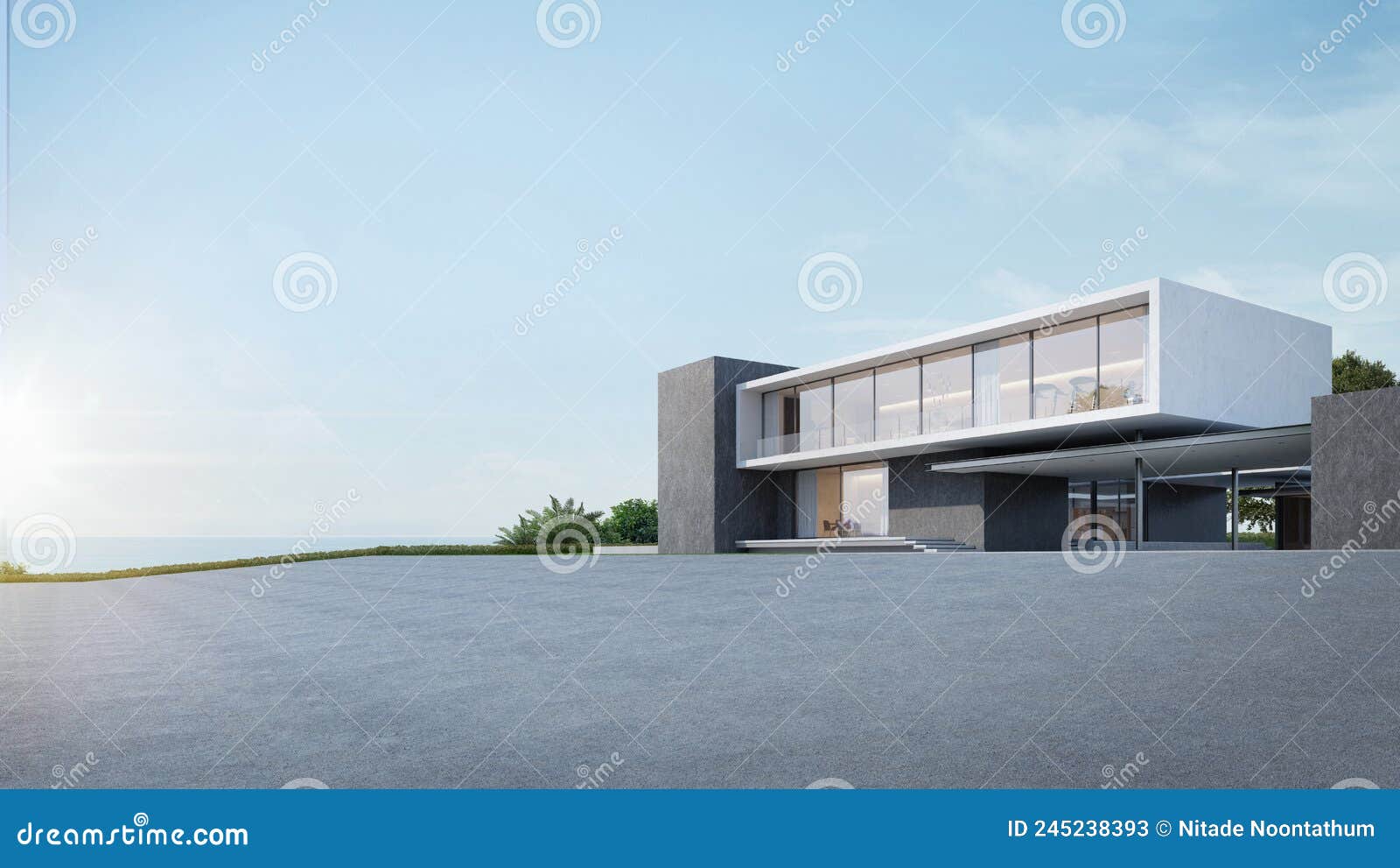 Exterior Modern Architecture with Empty Ground. Stock Illustration ...