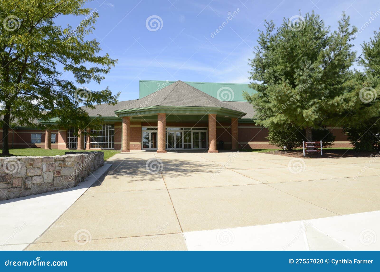 Exterior of a Modern Middle School Stock Photo - Image of brick ...