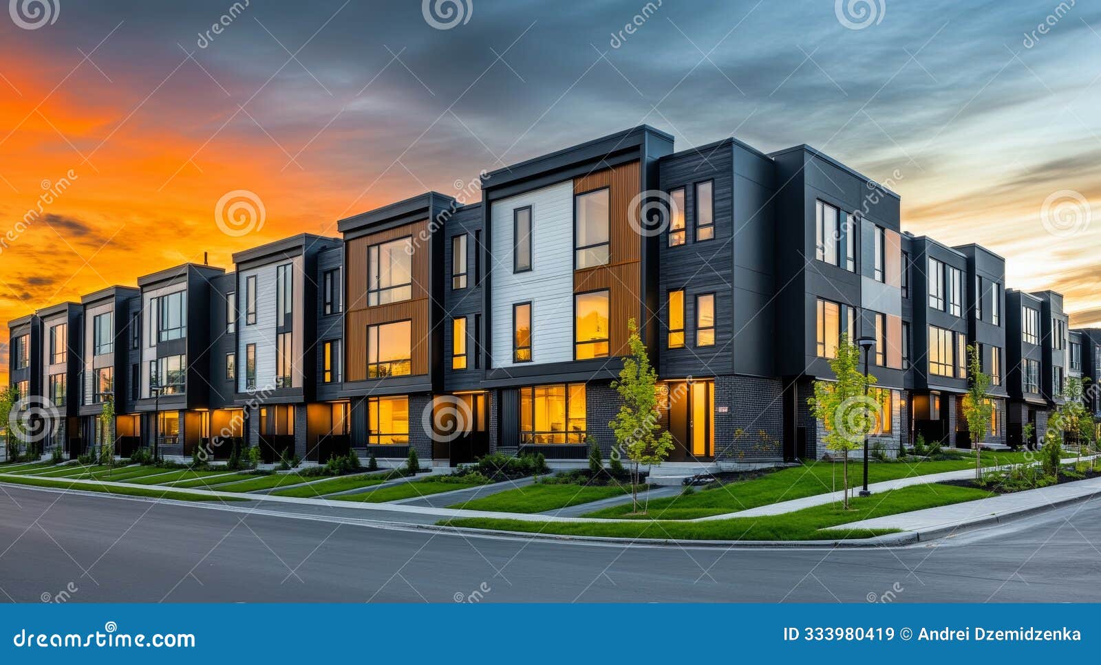 The Exterior of a Modern Modular Black Townhouse, Created with ...