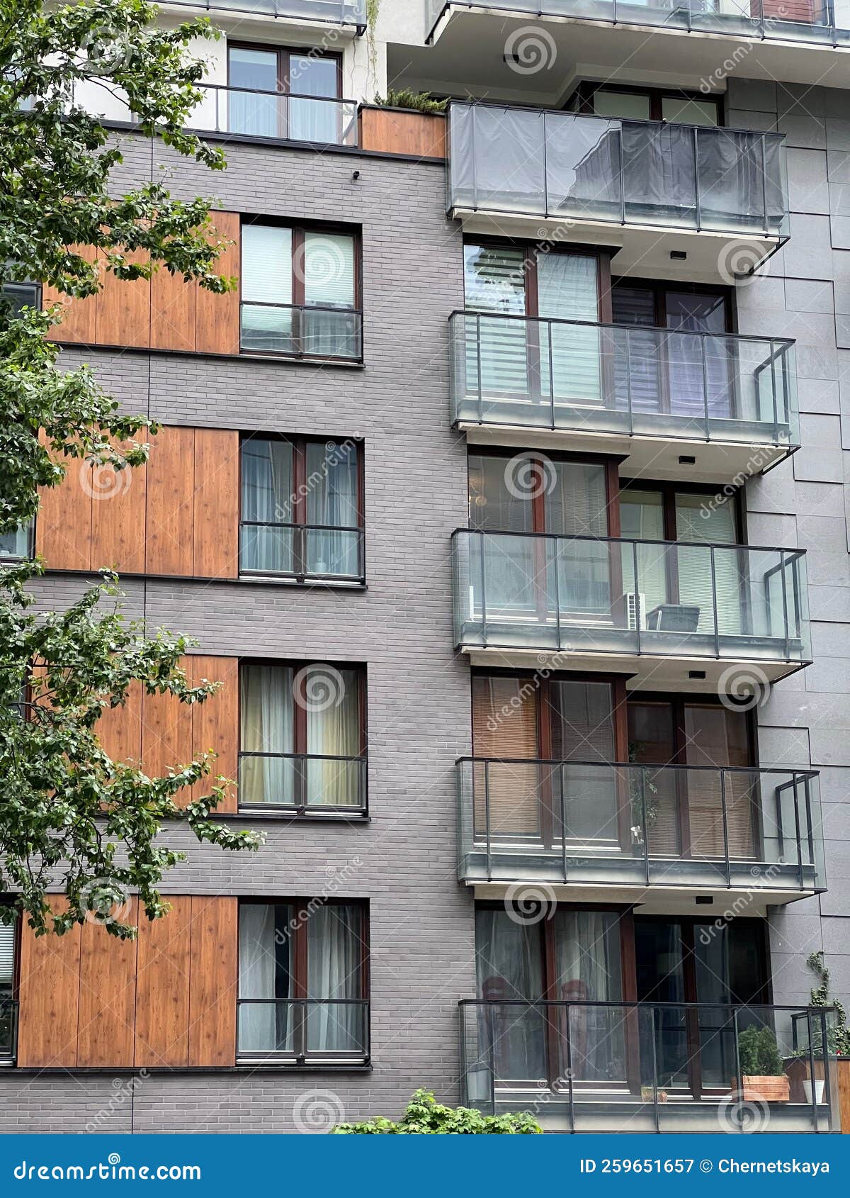Exterior of Modern Residential Building with Balconies Stock Image ...