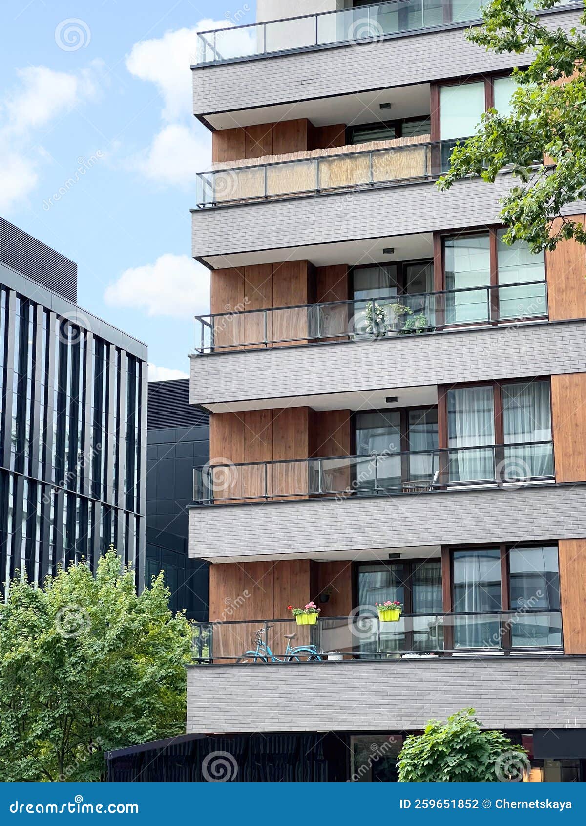 Exterior of Modern Residential Building with Balconies Stock Photo ...