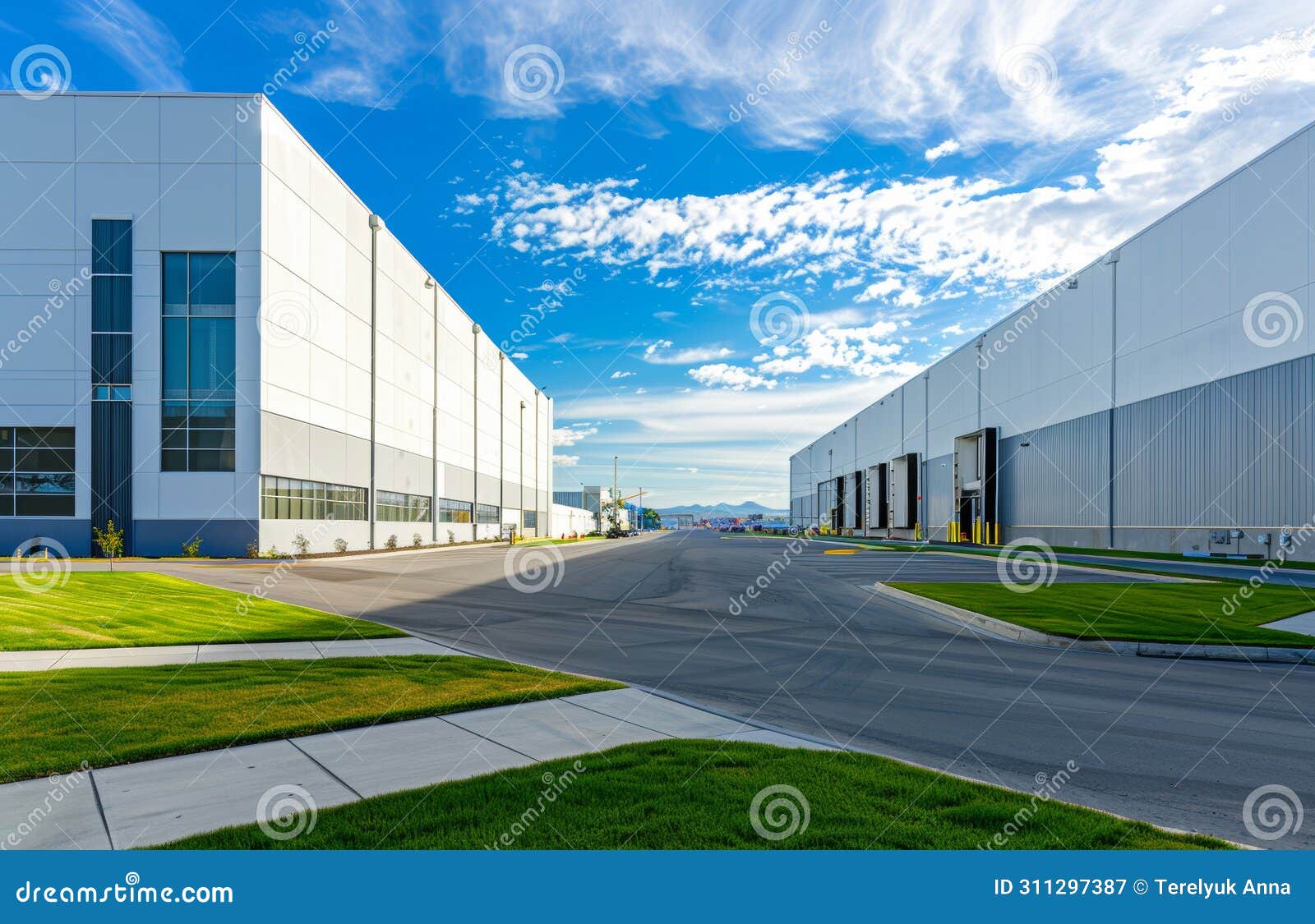 Exterior of Modern Warehouse Building with Empty Street Stock Image ...