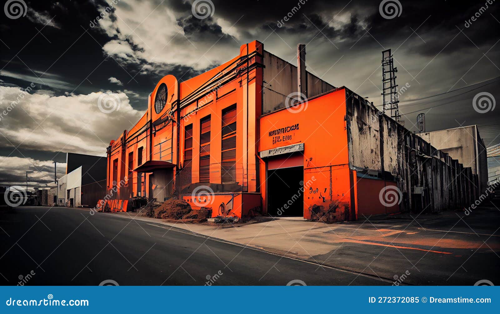 Exterior of a Modern Warehouse with a Small Office Unit Stock ...