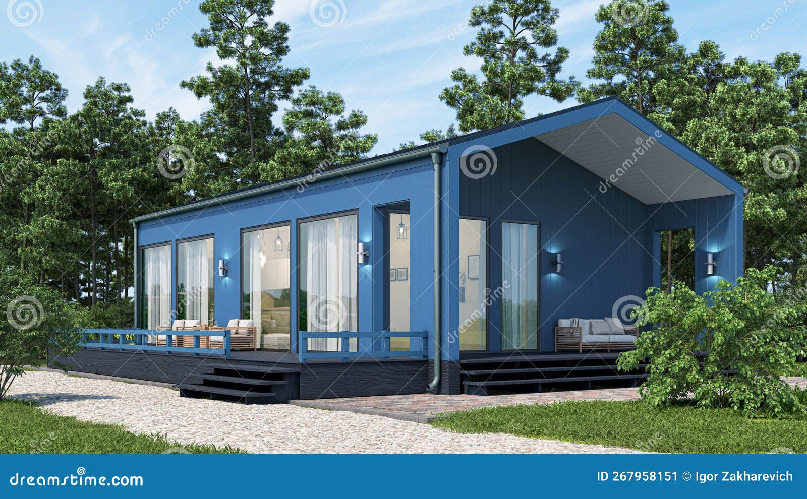 Exterior Of Modular Barn House. 3d Illustration Royalty-Free Stock ...