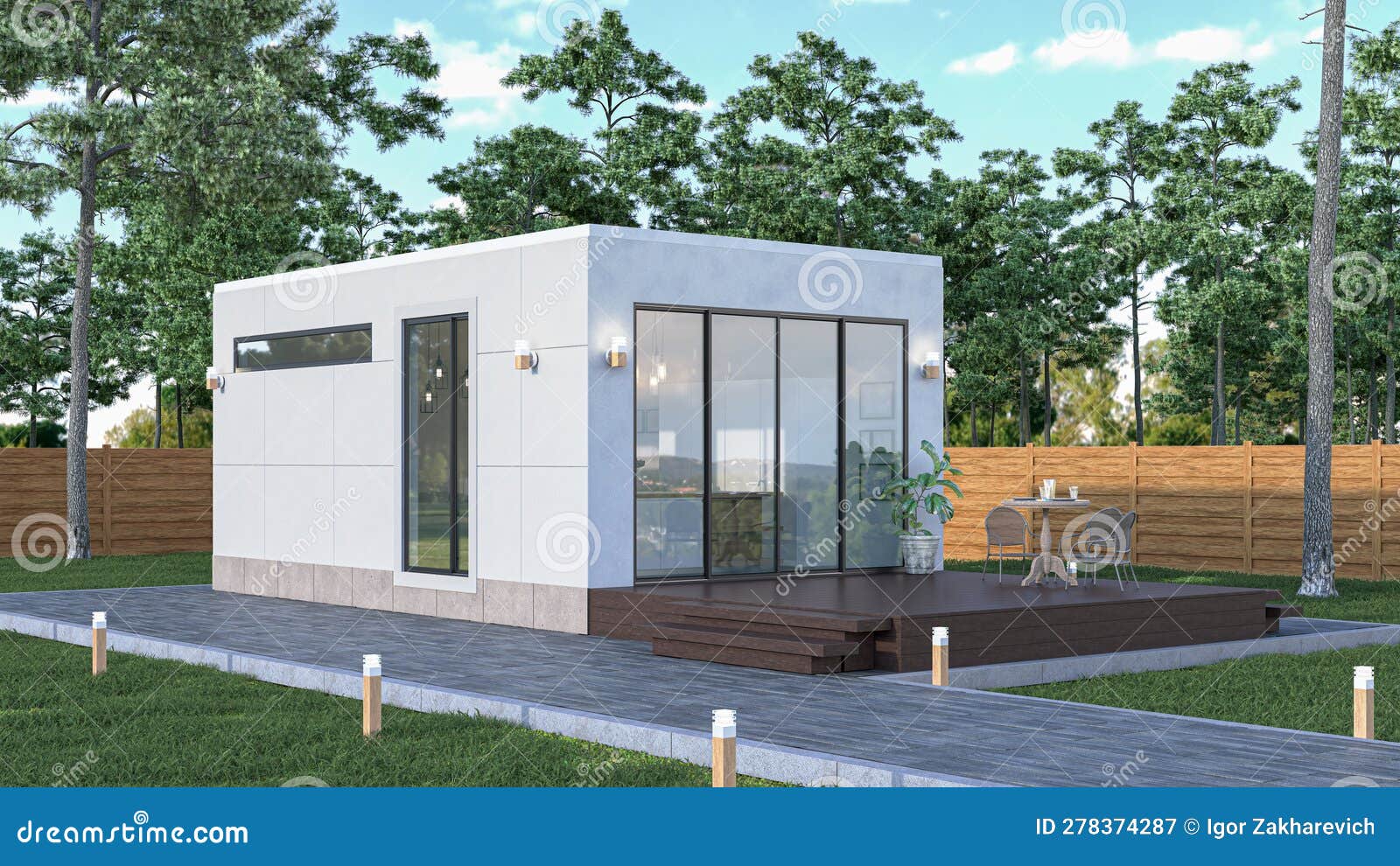 Exterior Of Modular Barn House. 3d Illustration Royalty-Free Stock ...