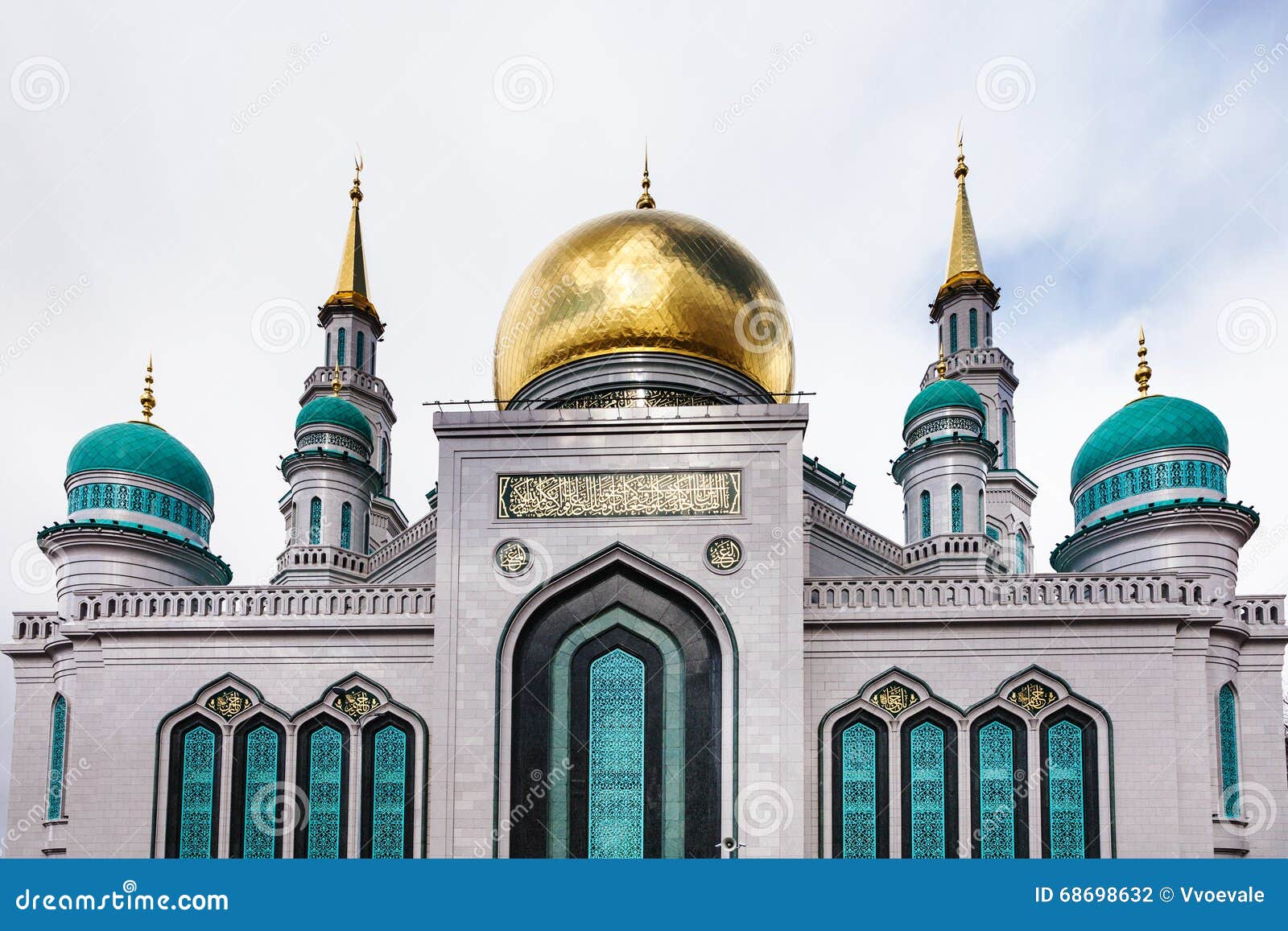 Exterior of Moscow Cathedral Mosque in Spring Stock Photo - Image of ...