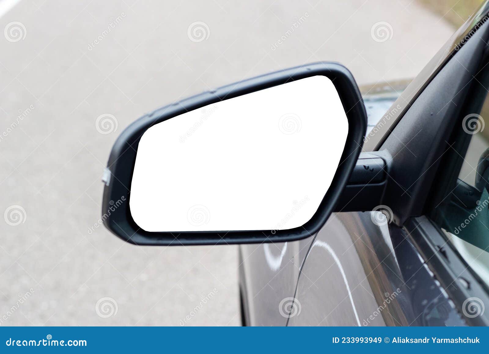 Exterior of a New Car. Car Rear View Mirror with Mockup Stock Image ...