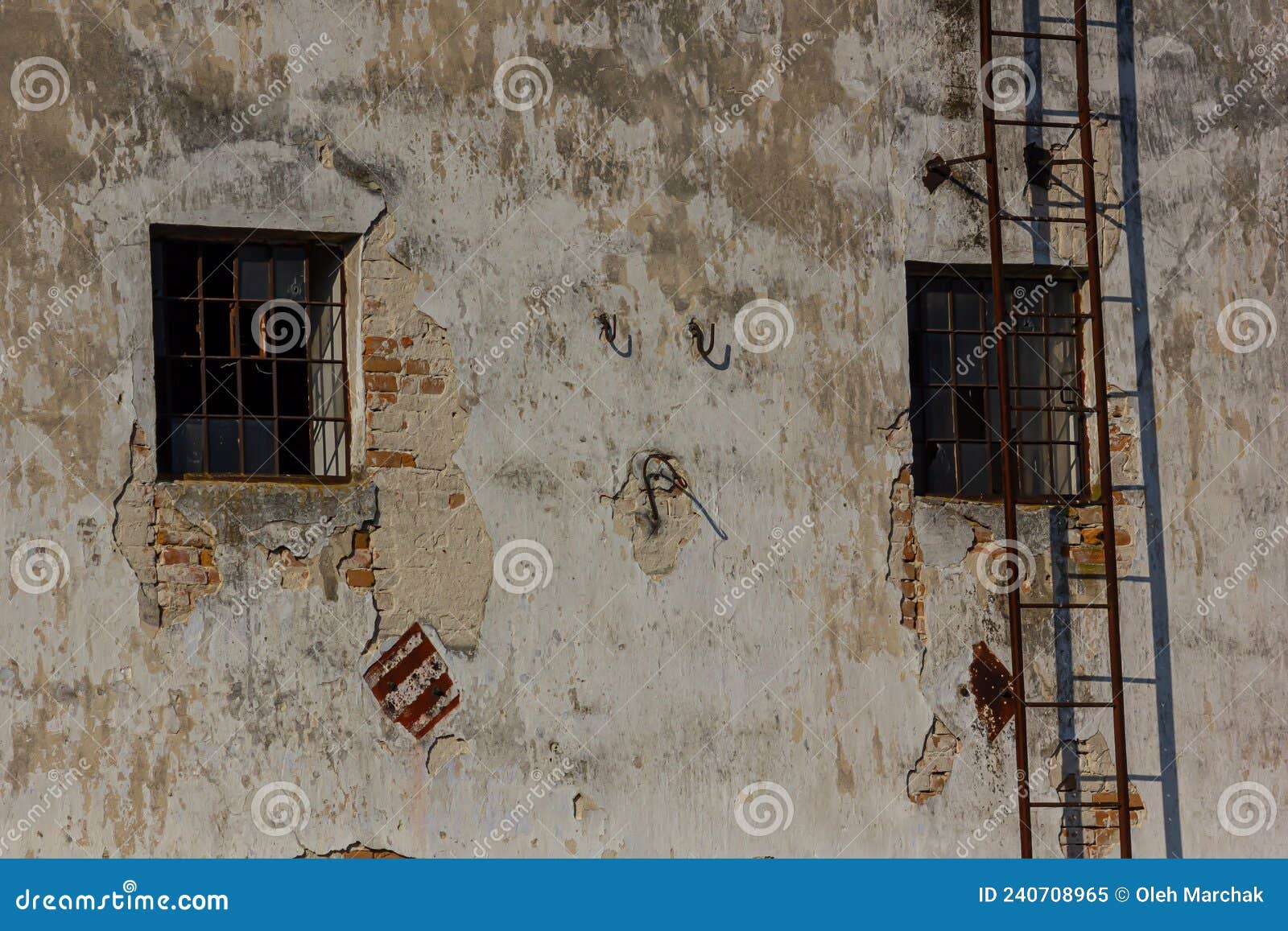 Exterior of Old Brick Building with Rusted Fire Escape Stock Image ...