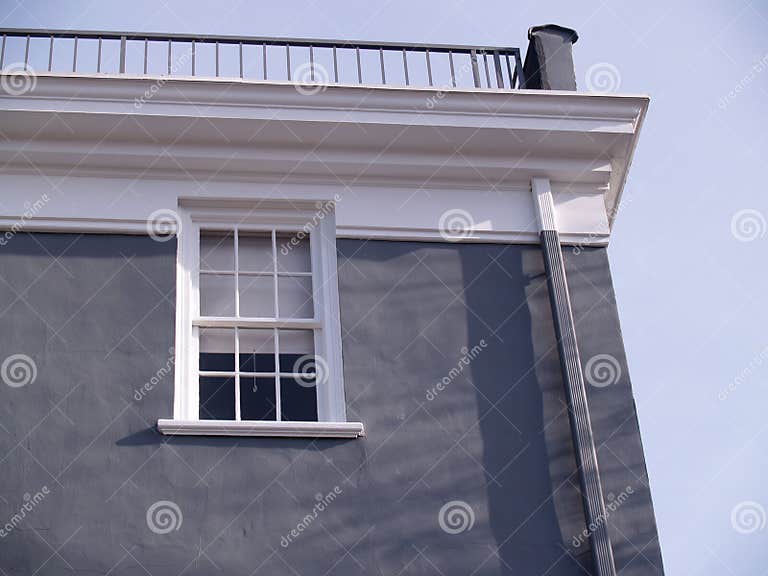 Exterior of Old Gray Building Stock Photo - Image of facade, roof: 3888138