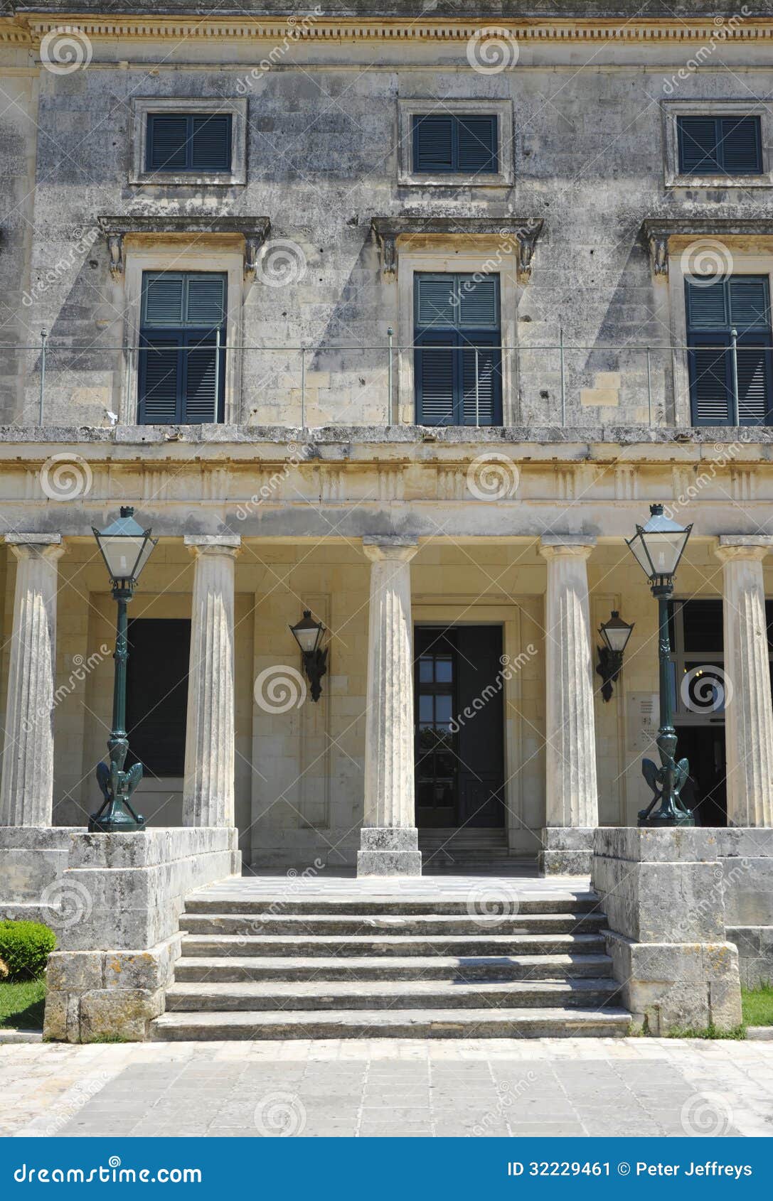 Exterior of Old Greek Building Stock Image - Image of building, steps ...