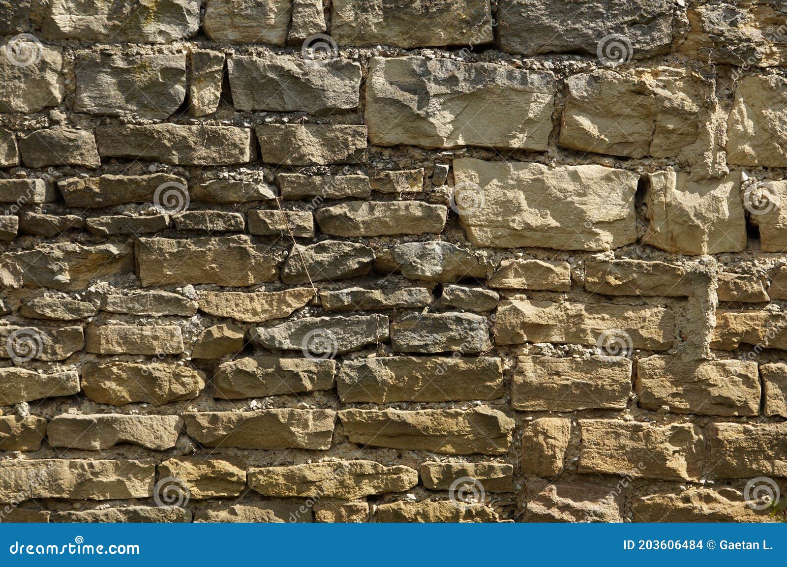 Exterior Old Irregular Stone Wall Stock Photo - Image of sunny, rock ...